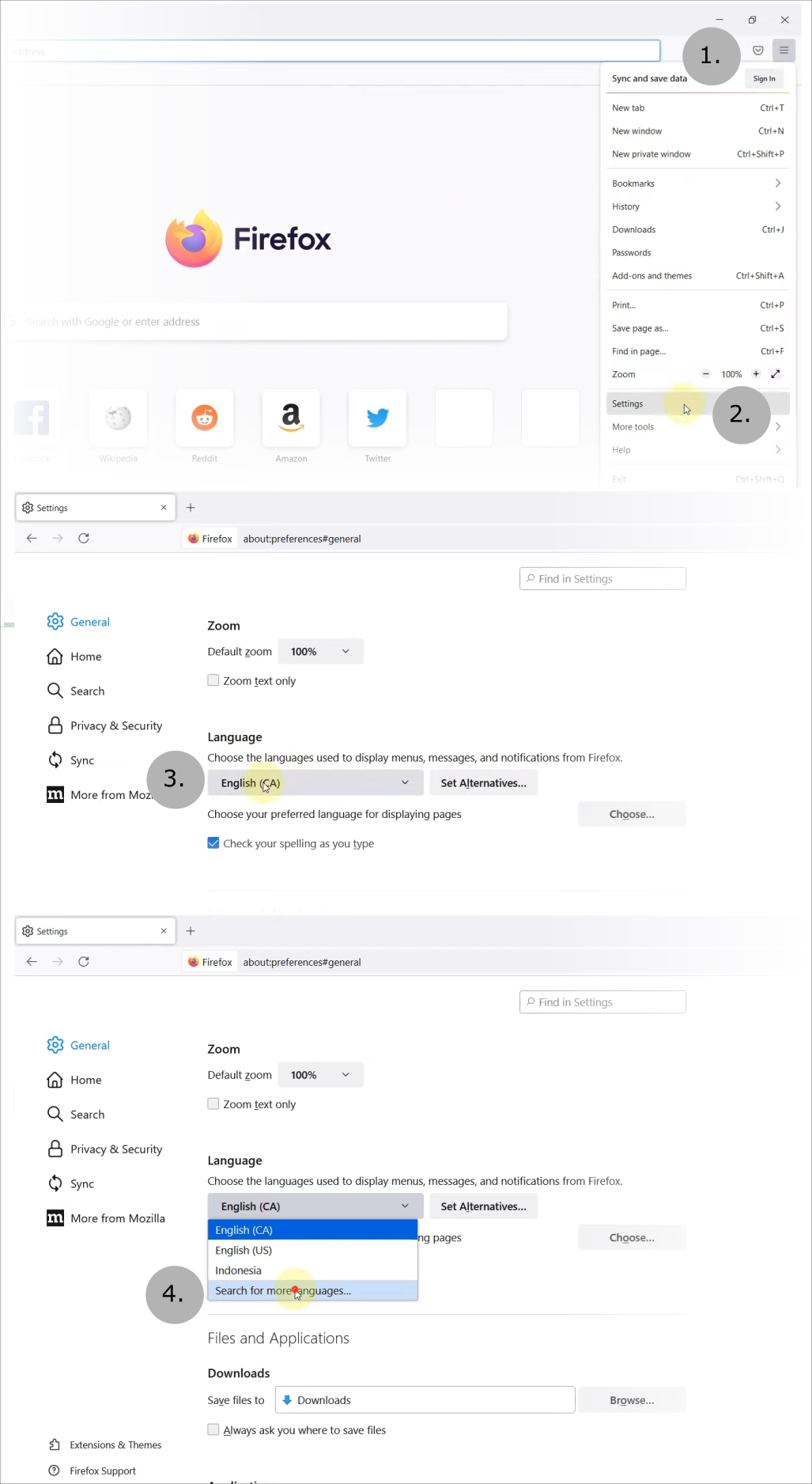 Cara Mengubah Bahasa Mozilla Firefox di Windows 10, Menu Bahasa ...